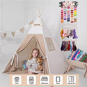 cherrboll Hair Bow Holder for Girls, Headband Organizer w/16 Hooks, Hanging Hair Clips Organization for Nursery Decor Room Wall