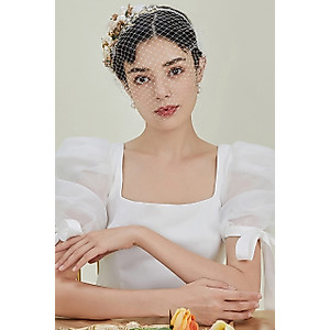 BABEYOND 1920s Fascinator Mesh Flower Pearl Veil Headband Bridal Wedding Tea Party Fascinator Veil for Women