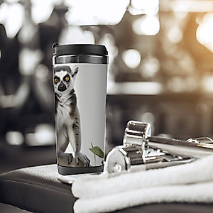 NTVOWPZO Travel Mug Tailed Lemur Coffee Cup Reusable Insulated Tumbler with Lid Travel Coffee Mug Stainless Steel Insulated Coffee Tumbler for Coffee Tea And Drinks