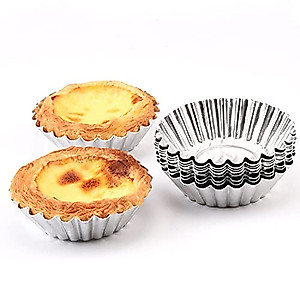 Tosnail 50 Pieces Aluminum Egg Tart Mold Small Tart Pie Tin Mini Cupcake Cake Muffin Cookie Mold Baking Cups