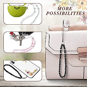 3 Pieces Cell Phone Lanyard Strap Phone Charm Bling Crystal Beads Hand Wrist Lanyard Strap Beaded Women's Wristlet(Black, White, Pink)