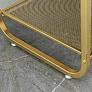 QVIVI 4-Tier Shoe Rack, Heavy Duty Home Hallway Metal Shoe Shelf, Shoe Organiser Storage Rack for 12-16 Pairs of Shoes, Quick Assembly Gold