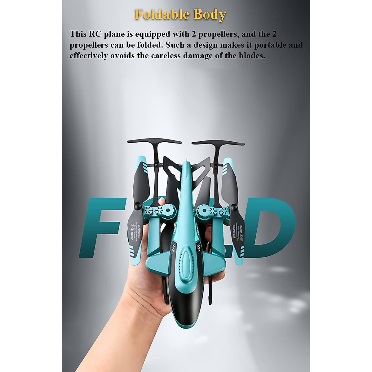 NEXTAKE Remote Control Drone, Foldable RC Aircraft 2 Motors RC Fighter 6 Channel RC Plane 2.4GHz RC Helicopter UAV for Beginner with 4K HD Camera, Modular Battery (Blue-with 4K HD Camera)