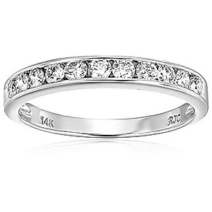 Vir Jewels 3/4 carat (ctw) Diamond Wedding Anniversary Band for Women, Half Eternity Round Diamond Engagement Ring 14K White Gold Channel Set 0.75 cttw, Size 5.5