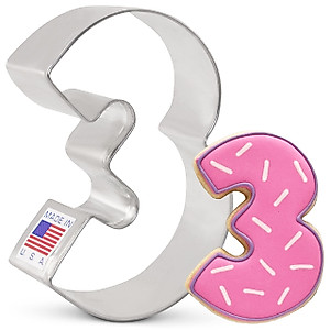 Number Three / #3 Cookie Cutter, 3.25" Made in USA by Ann Clark