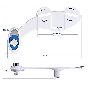 Awinner Bidet Toilet Seat Attachment，Non-Electric Ultra-Thin Fresh Water Sprayer Bidet with Self Cleaning Dual Nozzle，Adjustable Water Pressure Bidet Attachment for front and rear wash