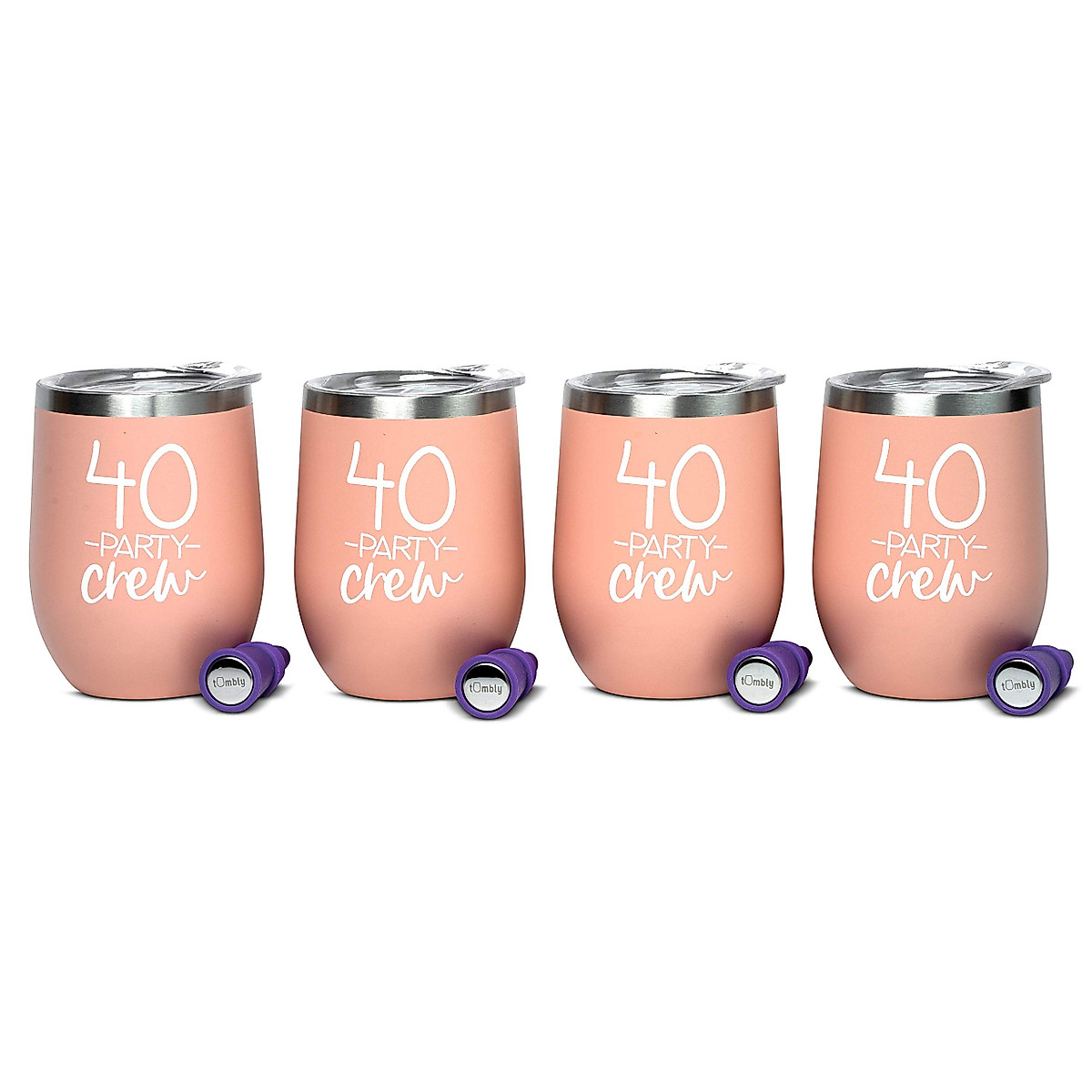 40 Party Crew Tumbler 4-Pack - 40th Birthday Gifts for Women – 40 Birthday Gifts for Women – 40th Bday Gifts for Women -40th Birthday Squad - 40th Birthday Crew - 40th Birthday Cups