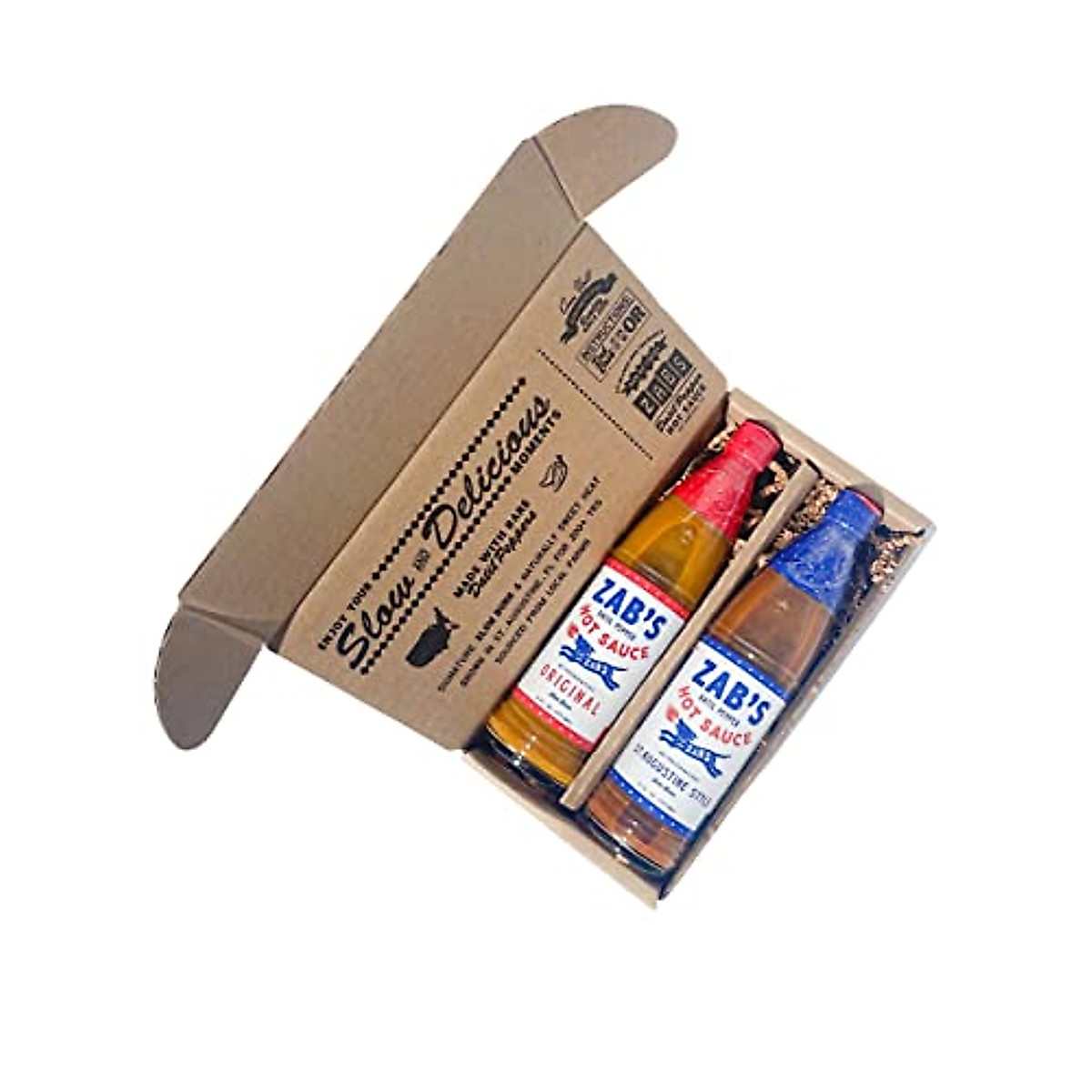 Zab's Original and St. Augustine Style Hot Sauce 2-Pack Bundle, Classic Hot Sauce Set, Signature Slow Burn from Rare Datil Peppers, Gift for Hot Sauce Lovers, Food Lovers and Home Cooks, GF/Vegan, Made in USA, (6 Fl. Oz., 2 count with Vintage Design Kraft
