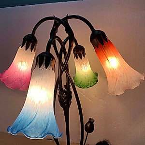 Bieye LS03 Lily Flower Blown Glass Lampshade (White Purple, Opening I.D. 1.26" x O.D. 1.5")