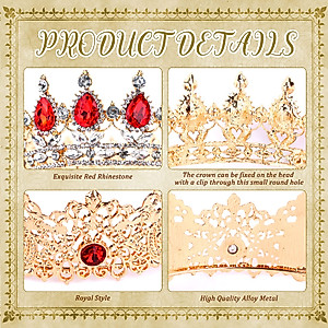 2 Pieces Antique Royal King Crown for Men Baroque Queen Crown for Wedding Birthday Women Crystal Tiara Prom Accessories Graduation Costume Party Hair Accessories