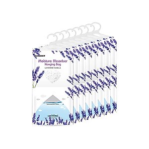 CANAGER Hanging Moisture Absorber, Lavender Vanilla Moistureproof Hanging Bag，Dehumidifier Bag (8 packs) Hanging Closet Dehumidifier Bags, Moisture Absorb 12.5 oz