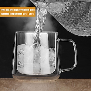 BNUNWISH Extra Large Thicken Double Wall Glasses Coffee Mugs Tea Cups set of 2, 24OZ Insulated Clear Lemon Tea Beer Cups with Handle