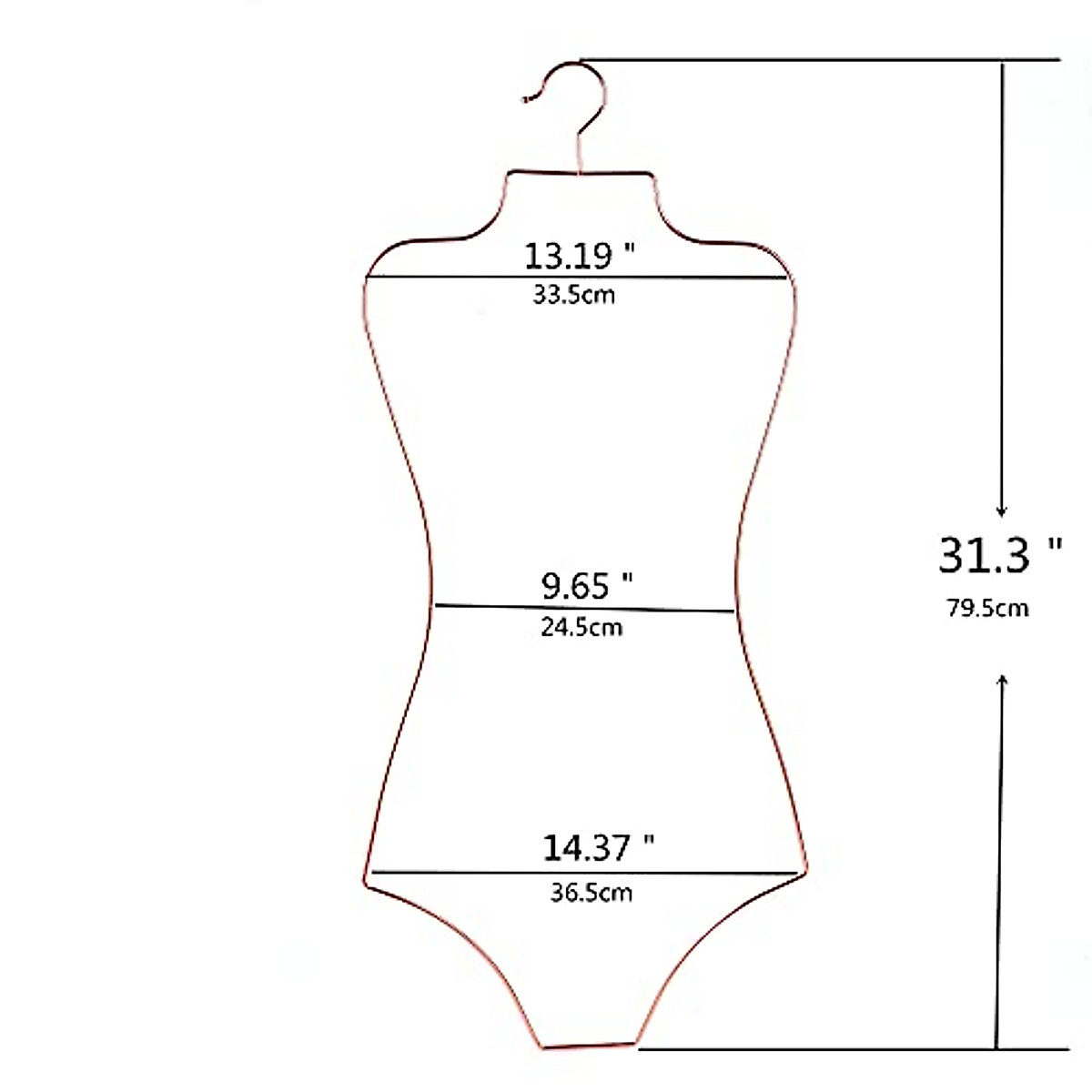 Arekuaei Rose Gold Wire Lingerie Hangers Body Shape Metal Display Bikini Swimwear hanger-10 of Pack