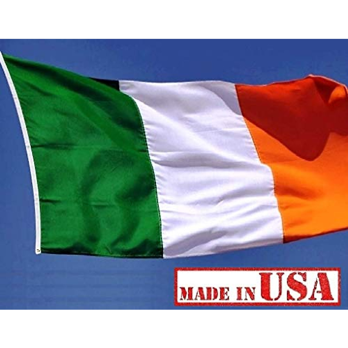 US Flag Factory 3x5 FT Ireland Irish Flag (Sewn Stripes) Outdoor SolarMax Nylon - Made in America - Premium Quality