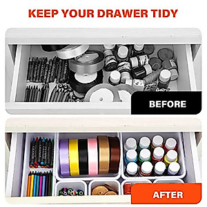 Fkamz Things & Crafts Storage Box Set 24 Pieces, Rolling Storage Cart Drawer Organizer Art Bin for Ribbons, Beads, Sticker, Yarn, and Ornaments, Sewing Work Bench Small Parts