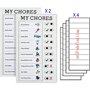 2 Pieces Chore Chart for Kids,Portable Chore Chart Memo Plastic Board - 4.7x7.9 Inch Detachable Message Board,Daily to Do List,RV Checklist
