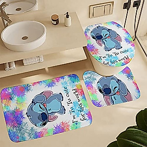 fmsnupz Cartoon Shower Curtain 4PCS Set, Cute Bathroom Decor with Non-Slip Rugs, Toilet Lid Cover and Bath Mat, Waterproof Fabric Shower Curtains with 12 Hooks, 70.8"x70.8"