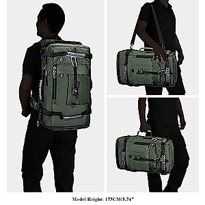 WITZMAN Travel Backpack for Men Convertible Duffle Luggage Bag fit 18 Inch Laptop Carry On Bags for Airplane (B681 Army Green)