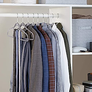 Amazon Basics Velvet Suit Hangers with Horizontal Bar, 50-Pack, Dark Gray