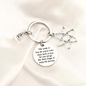 FUSTMW Science keychain Chemistry Science Gifts Atom Microscope Keychain Scientist Physicist Chemist Graduation Gift Biology Jewelry Science Lovers Gift (Science keychain)
