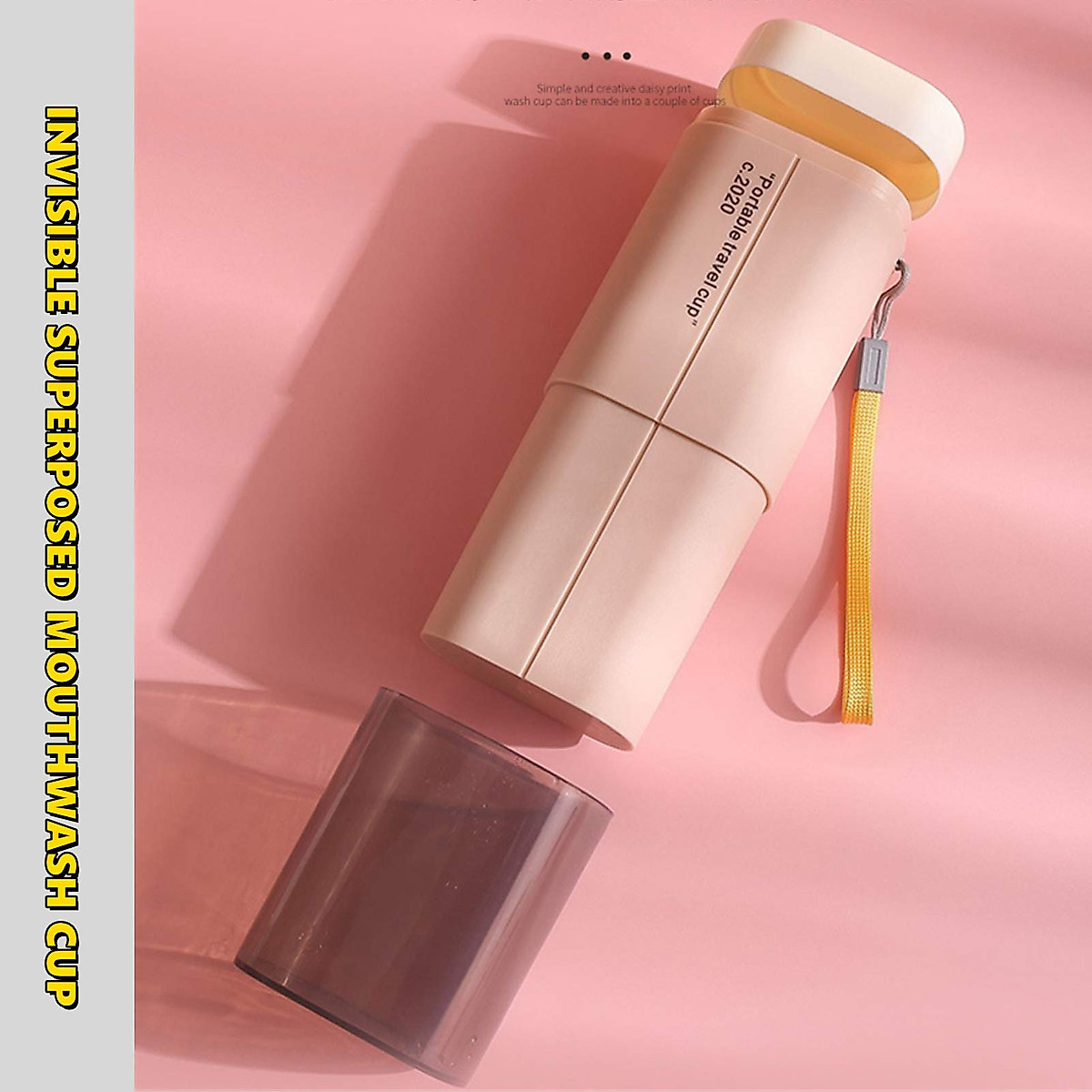 Travel Toothbrush Case Multifunctional Toothpaste Container Case Portable Business Trips Wash Cup Holder Organizer Toothbrushes Towel Storage Box for Traveling, Camping, Business Trip School, Pink