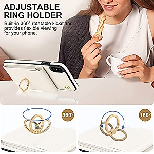 Asuwish Phone Case for iPhone Xs Max Wallet Cover with Tempered Glass Screen Protector and RFID Ring Credit Card Holder Cell Accessories i X XR Xsmax 10x SX Xmax 10xs 10s 10 Plus Xmaxs Women Off White