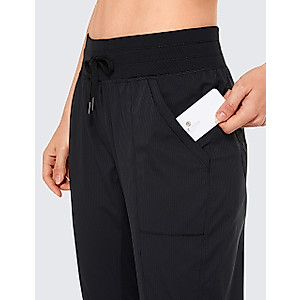 CRZ YOGA Womens Casual 7/8 Pants 27" - Lightweight Workout Outdoor Athletic Track Travel Lounge Joggers Pockets Black Medium