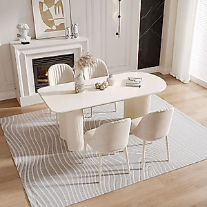 GraceNook White Dining Table Set for 4, 54.5" Oval Kitchen Dining Table and Chairs Set of 4, 4C Baking Paint Technology, Modern Dining Tables with 4 Chairs for Dining Room, Kitchen, Indoor Funiture