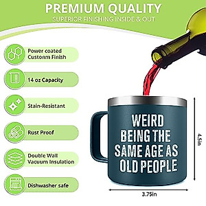 Birthday Gifts for Men Women - 14oz Coffee Tumbler Mug - Unique Funny Gift Ideas for Dad Father Husband Grandpa Him 30th 40th 50th 60th 70th 80th from Daughter Son Friends