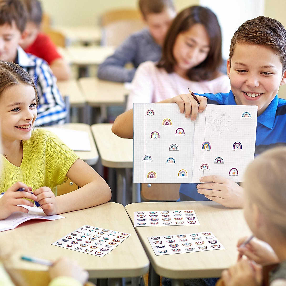 AOLDHYY Boho Rainbow Stickers Teac