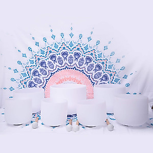 ENERGYSOUND 432 Hz 7-12 Inch Chakra Set of 7 PCS Quartz Bowl For Crystal Singing Bowls + 3 PCS Carry Case Bags