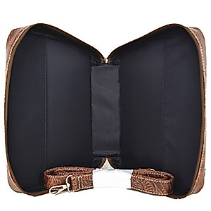 Western Style Embroidered Verse Scripture Bible Cover Book Bibles Carrying Case for Women Extra Strap Purse Messenger Bag (Scripted Brown)