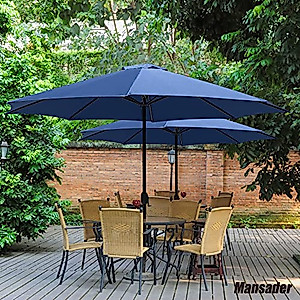 Mansader 11Ft Patio Umbrella Outdoor Table Market Umbrella with 8 Sturdy Ribs (Navy Blue)