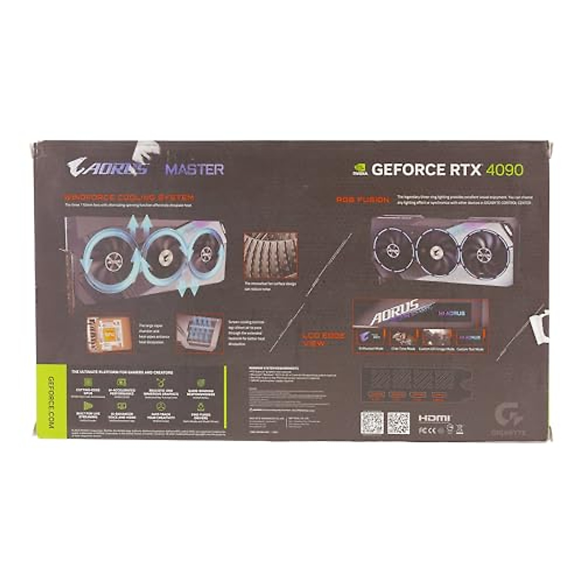 Gigabyte GeForce RTX 4090 AORUS Master 24GB Graphics Card - 24GB GDDR6X, 384bits, LCD Edge View, RGB Fusion, Core 2550Mhz, Metal Back Plate, DP 1.4, HDMI 2.1a, NVIDIA DLSS 3, GV-N4090AORUS M-24GD