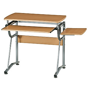 Techni Mobili Compact Computer Desk With Side Shelf And Keyboard Panel, Cherry, 43" x 19.5" x 30"