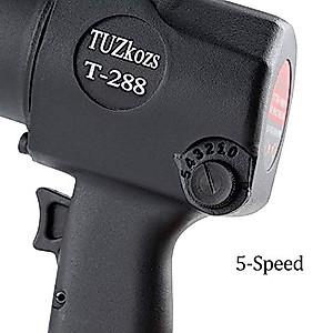TUZkozs 1/2" Air Impact Wrench, Heavy Duty Double Hammers Impact Gun, 520 ft. Lb, 1/4 Inch Air Inlet, Adjustable Speeds, Matte Black, Pneumatic Tools