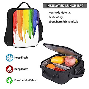 3 Piece Set Backpacks Colorful Love Watercolor Iridescent Gay Lesbian LGBT Yellow Backpack 3 Piece Set for Boys and Girls Cute Axolotl Fish backpack(School Bag + Pencil Case + Lunchbag Set)