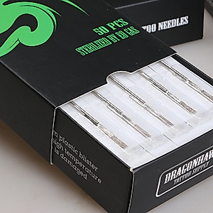 Dragonhawk Silver Series Tattoo Needles Assorted Liners and Shaders 50 Pcs Disposable & Sterilized Mixed Size Tattooing Needle Box YBZ