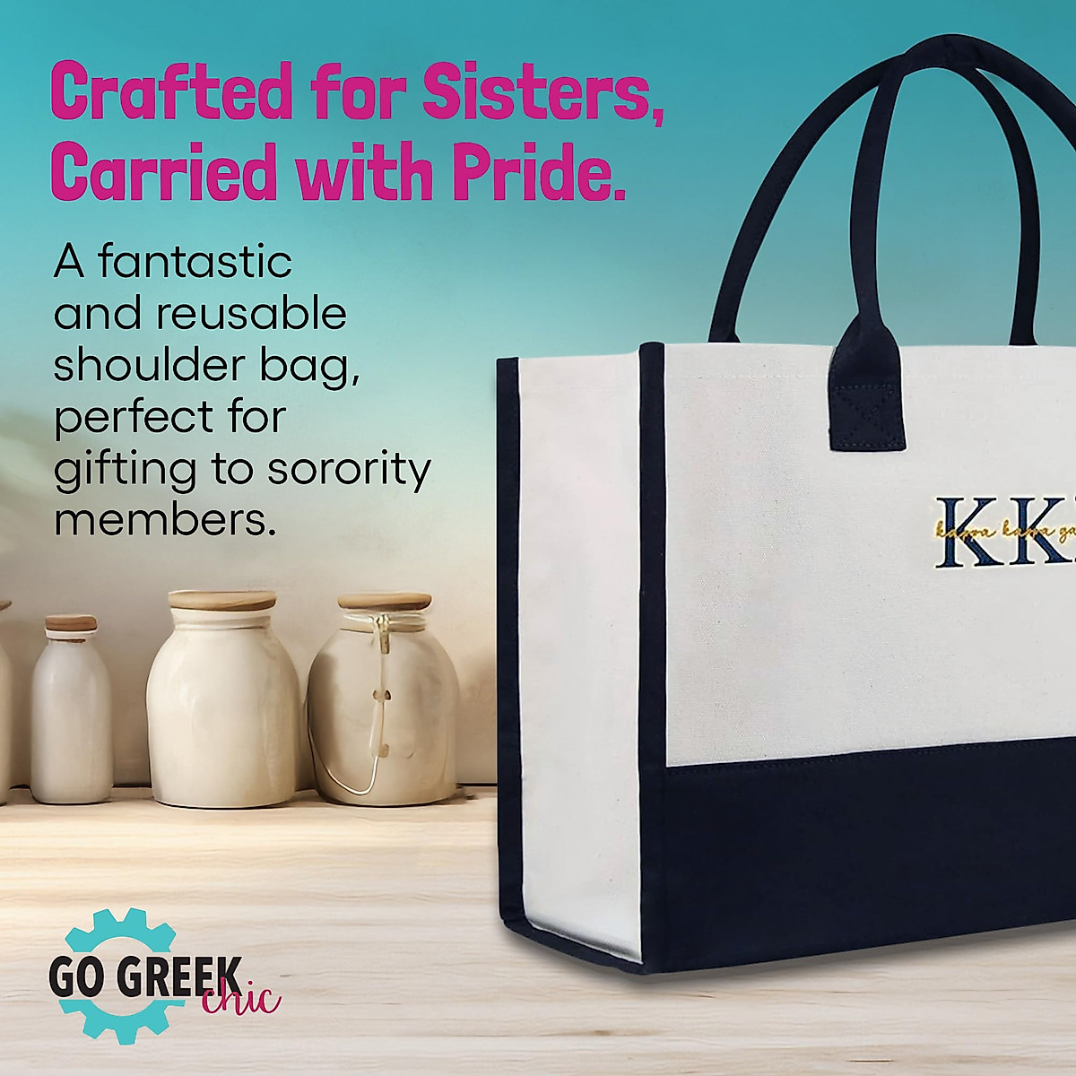 Go Greek Chic Sigma Kappa Embroidered Tote Bag