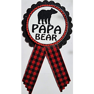 Mama Bear Baby Shower Sash & Daddy to Be Badge White & Black with Rhinestone Pin by Amy's Bubbling Boutique