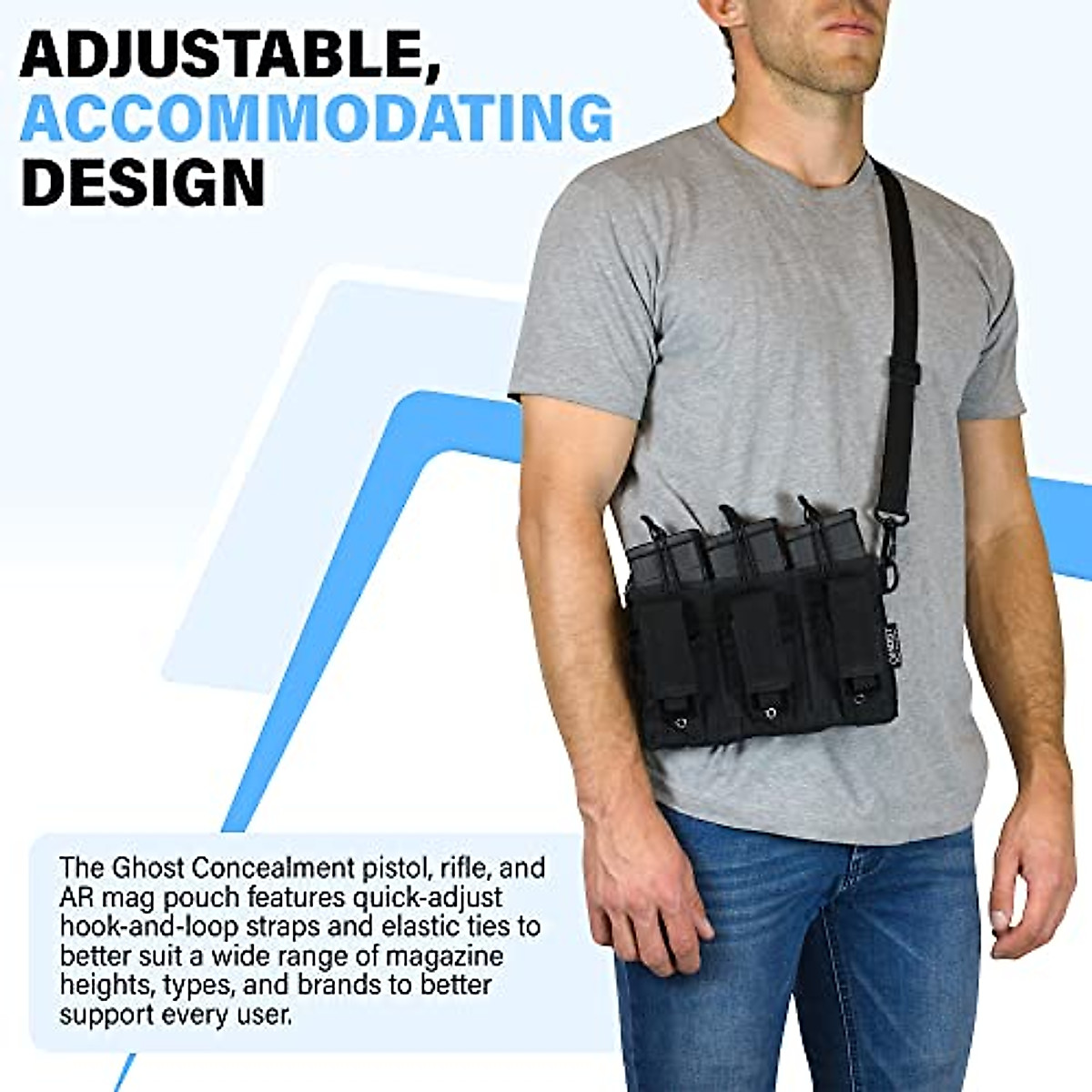 Ghost Concealment Triple Mag Pouch Open-Top Rifle Mag Pouches and Pistol Magazine Pouches Molle Backpack Airsoft Military Gear - Magazine Holster for Ammo