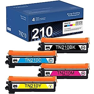 TN210 Toner Cartridge Set (1BK+1C+1Y+1M , 4-Pack) EAXIUE Compatible TN210 TN210BK TN210C TN210M TN210Y Toner Cartridge Replacement for Brother DCP-9010CN MFC-9010CN 9120CN 9125CN 9320CN/CW Printer