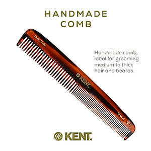 Kent 9T Tortoiseshell Fine Tooth and Wide Tooth Comb Detangler Hair Combs - Large Handmade and Saw-Cut Dressing Comb - Wet Hair Comb for Women and Durable Grooming Comb for Men Made in England