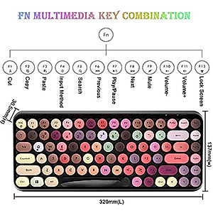 FELICON Multi-Device Wireless Bluetooth Keyboard,Mini 84-Key Retro Round Keycaps Wireless Bluetooth Keyboard, Ergonomic Design Compatible with PC, Computer, Laptop