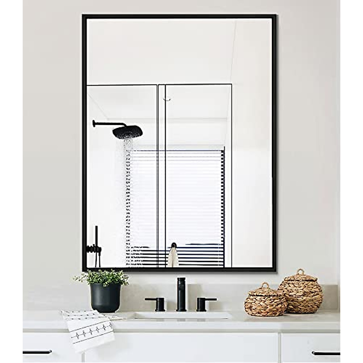 KIMREAL Bathroom Mirror 30x40 Inch, Black Frame Mirror 30"x40", Rectangle Wall Mounted Mirror, Metal Framed Vanity Mirror for Wall 30 by 40, Modern Mirror Hangs Horizontal Or Vertical