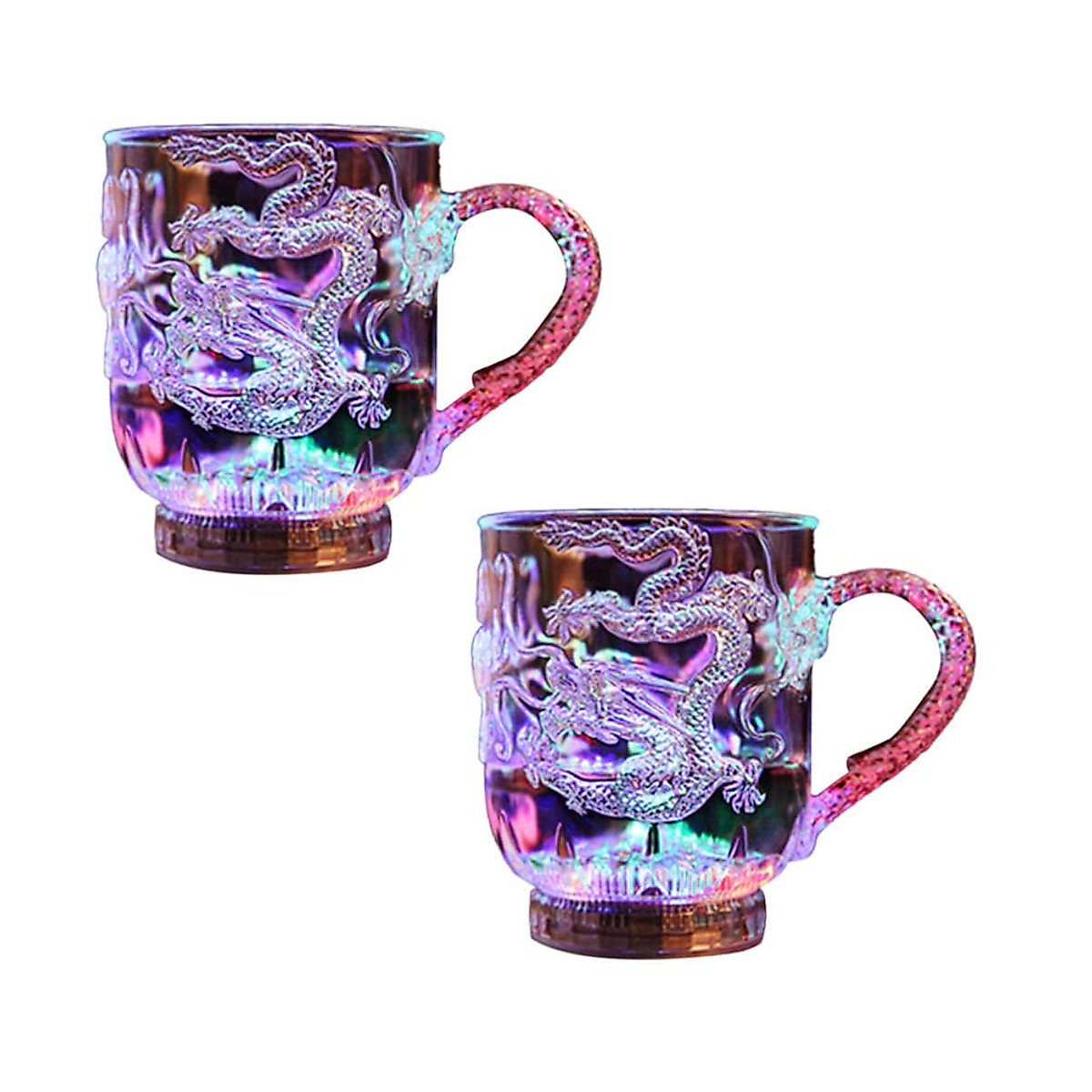 FOMIYES Mug 2pcs LED Cups Light up Flashing Beer Mugs 285ML Automatic Water Activated Color Changing Wine Whisky Glasses Drinkware Mugs Glow in The Dark Shot Glasses for Party Mens Gifts