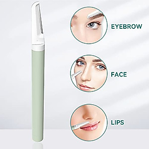 Dermaplaning Tool for Women Face Exfoliation, Durable Eyebrow Razors with 4 Replaceable Blades, Face Razors for Women Peach Fuzz and Dead Skin, Green