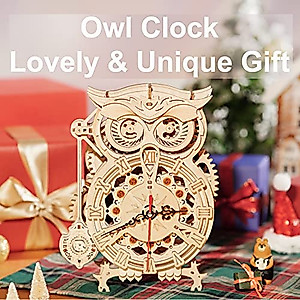 RoWood 3D Puzzles for Adults, Wooden Model Kits for Adults to Build, Birthday Gift for Adults & Teens (161 PCS)- Owl Clock