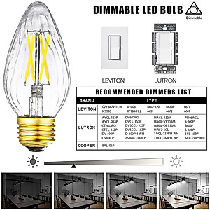 LEOOLS E26 Edison Bulb 6W Equivalent E26 LED Bulb 60 Watt Dimmable 4000K E26 Light Bulb AC120V Neutral White 600lm Flame Wrinkle Glass LED Bulb for Pendant,Porch,Ceiling Fan and Lantern Lamp,Pack of 6