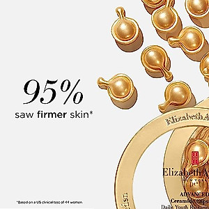 Elizabeth Arden Daily Ceramide Serum Capsules, Advanced Anti-Aging Serum Capsules for Minimizing Wrinkles, Fragrance-Free, Enhances Skin Hydration and Radiance for a Youthful Look, 90 Count, 1.41 oz